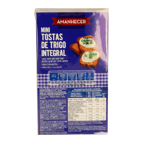 Mini Tosta Integral AMANHECER 120g | Compre no 360hyper | 360hyper - O ...